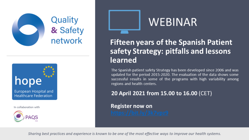 Hope Quality and Safety Network webinar: Fifteen years of the Spanish ...